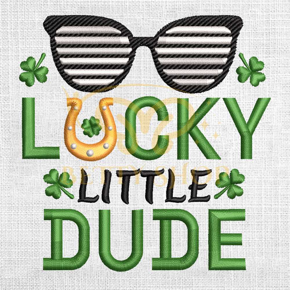 Lucky Little Dude Glasses Embroidery Design | Inspire Uplift