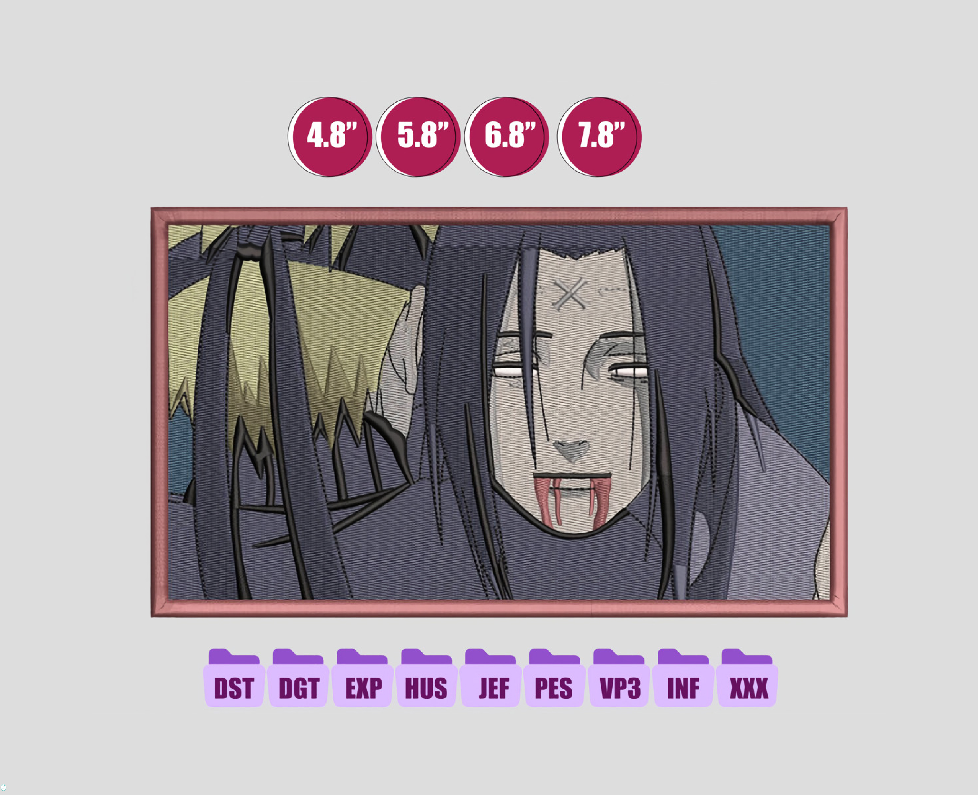 Naruto and Neji Anime Embroidery Design, Anime Embroidery De | Inspire ...