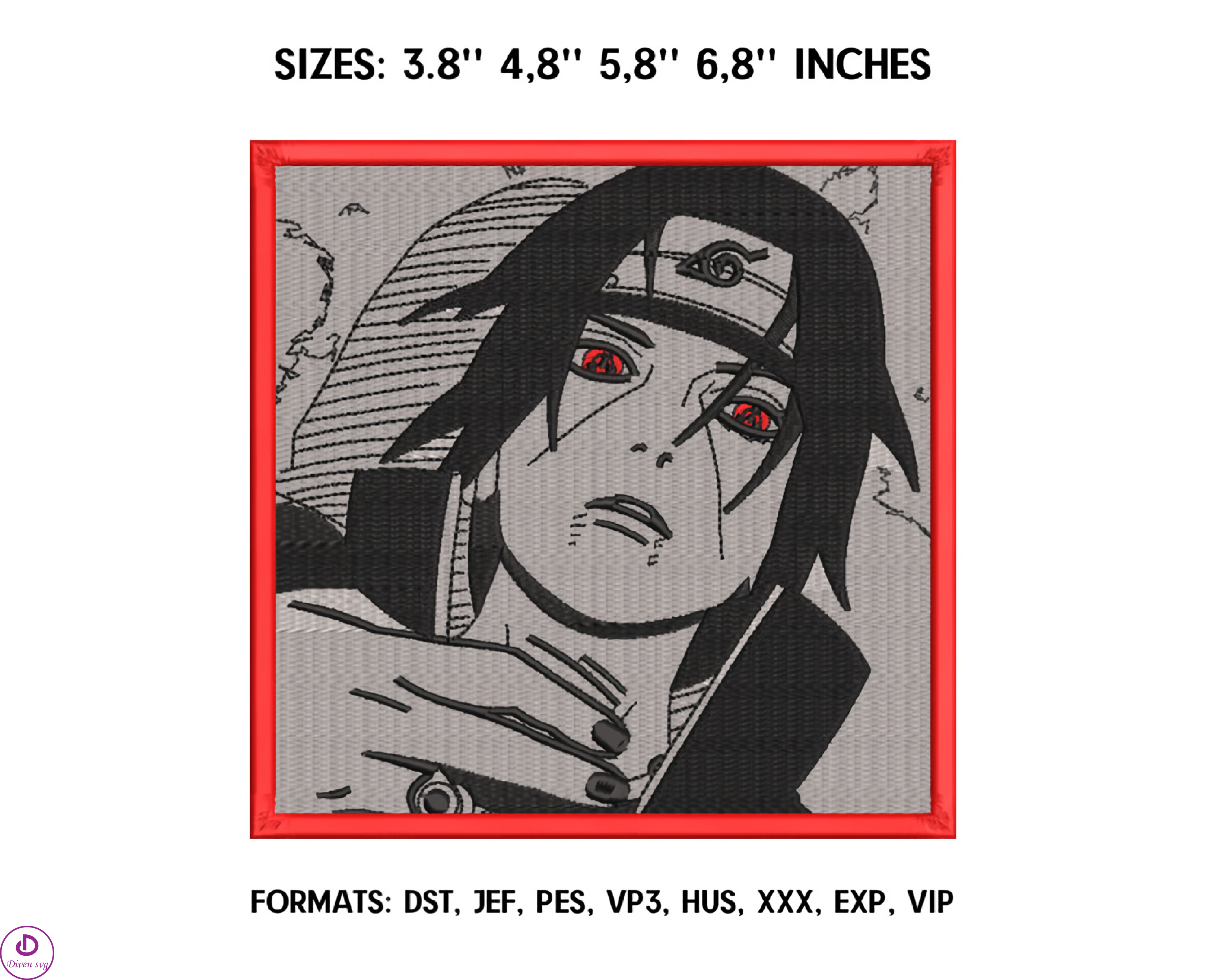 ITACHI Anime Embroidery Design, Anime Embroidery Design 19 | Inspire Uplift