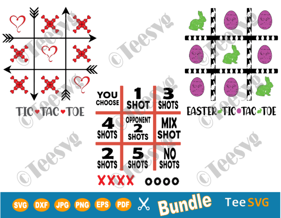 TIC TAC TOE SVG Bundle Shot Game, Easter and Valentine Day D | Inspire ...
