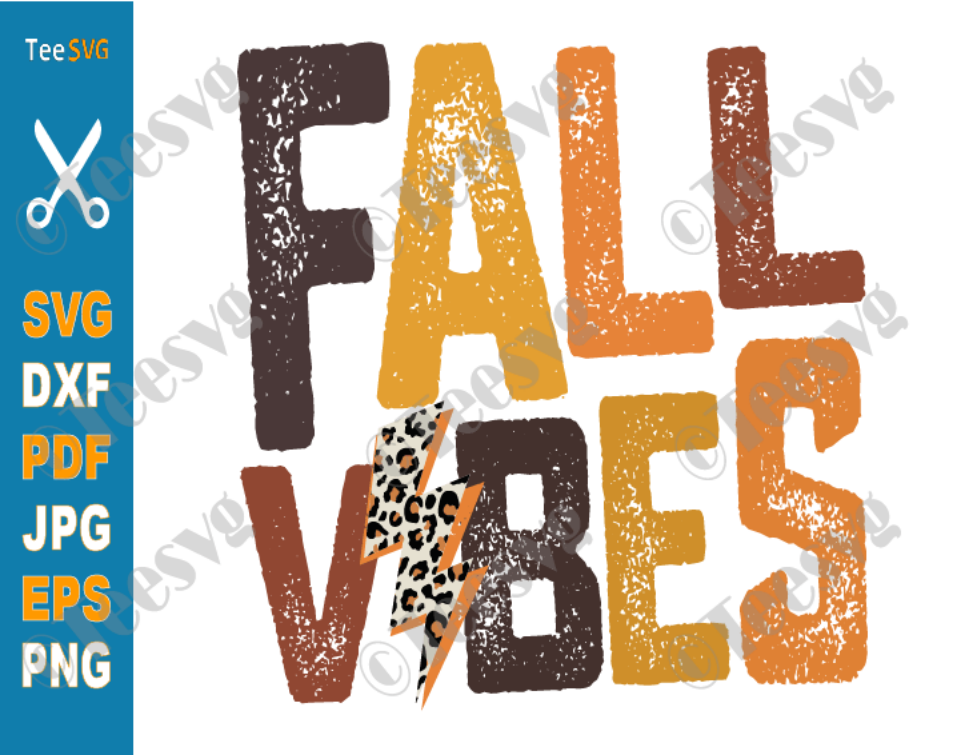 Fall Vibes SVG PNG Distressed Leopard Lightning Bolt in Fall | Inspire ...