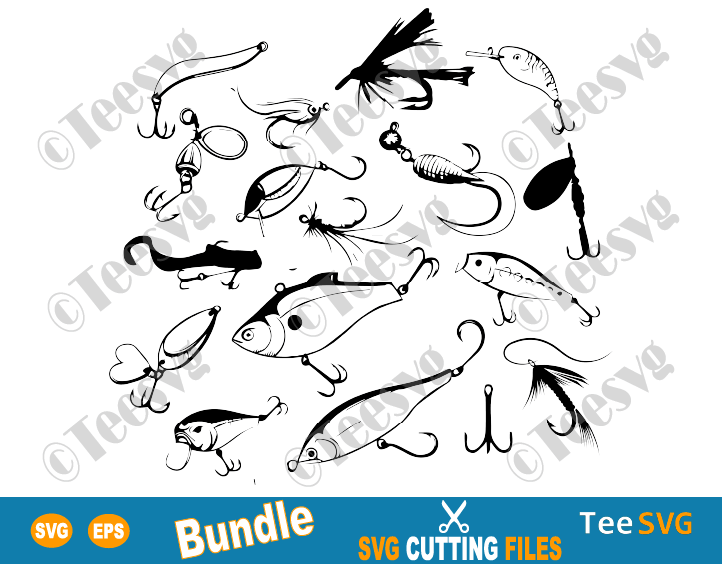 Fishing Lure SVG Bundle Fishing Hooks Vector Pattern Fly Fis | Inspire ...