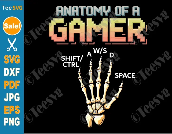 Anatomy Of A Gamer SVG PNG Retro Pixel PC Gaming Skeleton Ha | Inspire ...