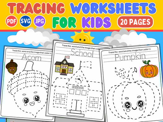 Tracing & Coloring Worksheets for Kids | Inspire Uplift