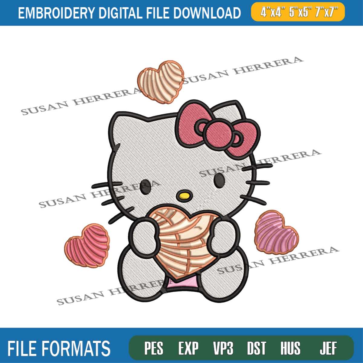Concha Hello Kitty Embroidery Design Png | Inspire Uplift