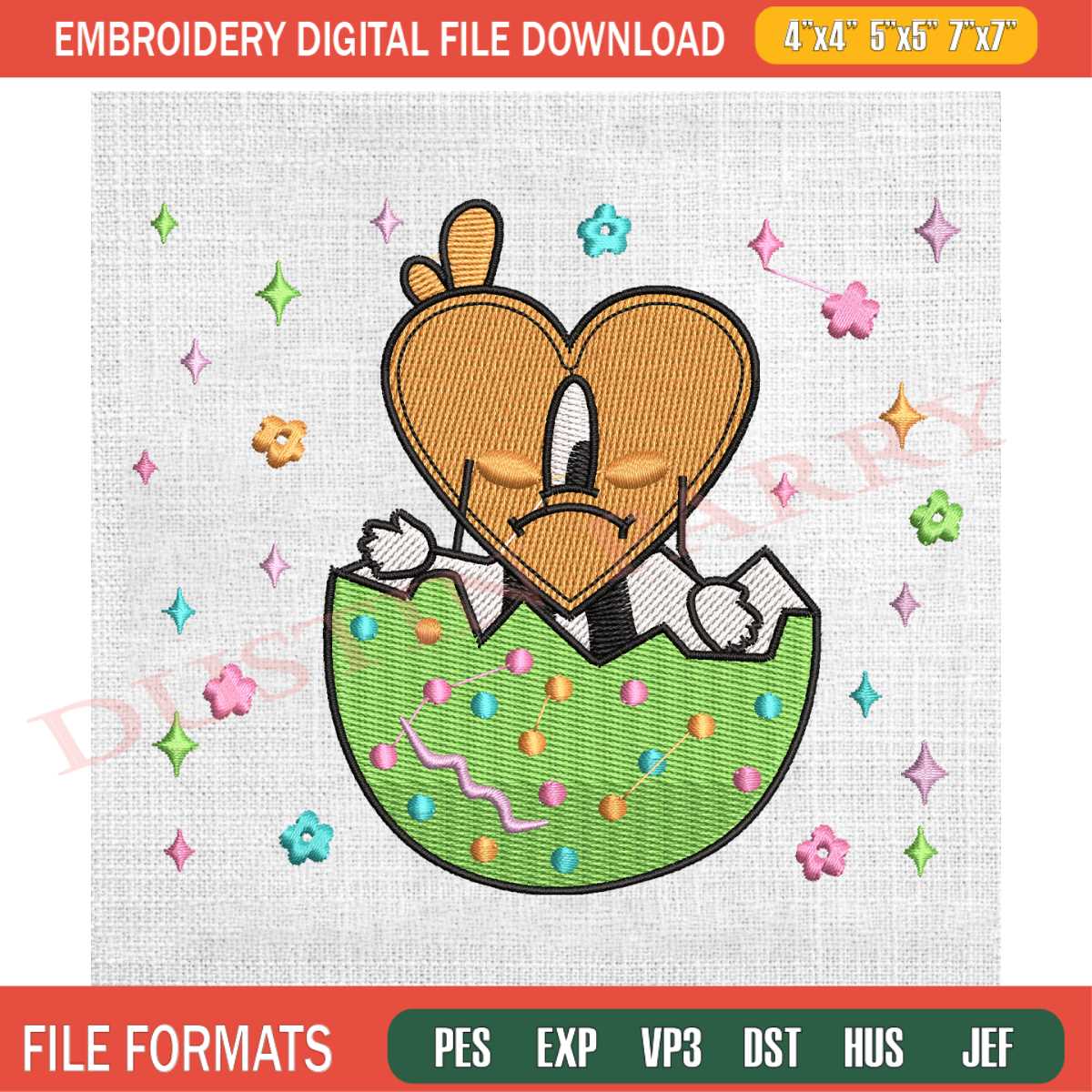 Sad Head Easter Egg Hatch Glitter Embroidery | Inspire Uplift