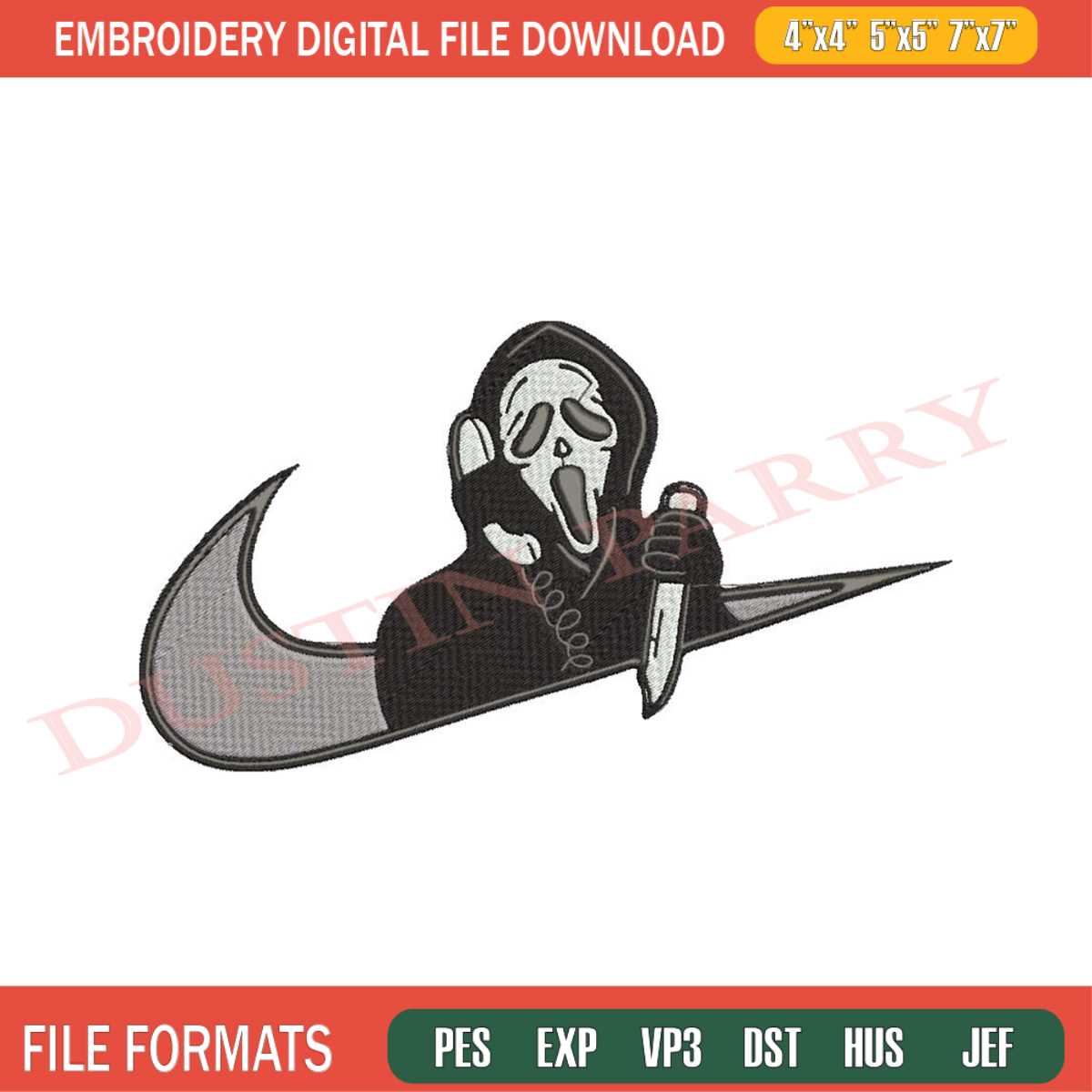 Nike x Scream Ghost Face Embroidery Machine Designs Png | Inspire Uplift