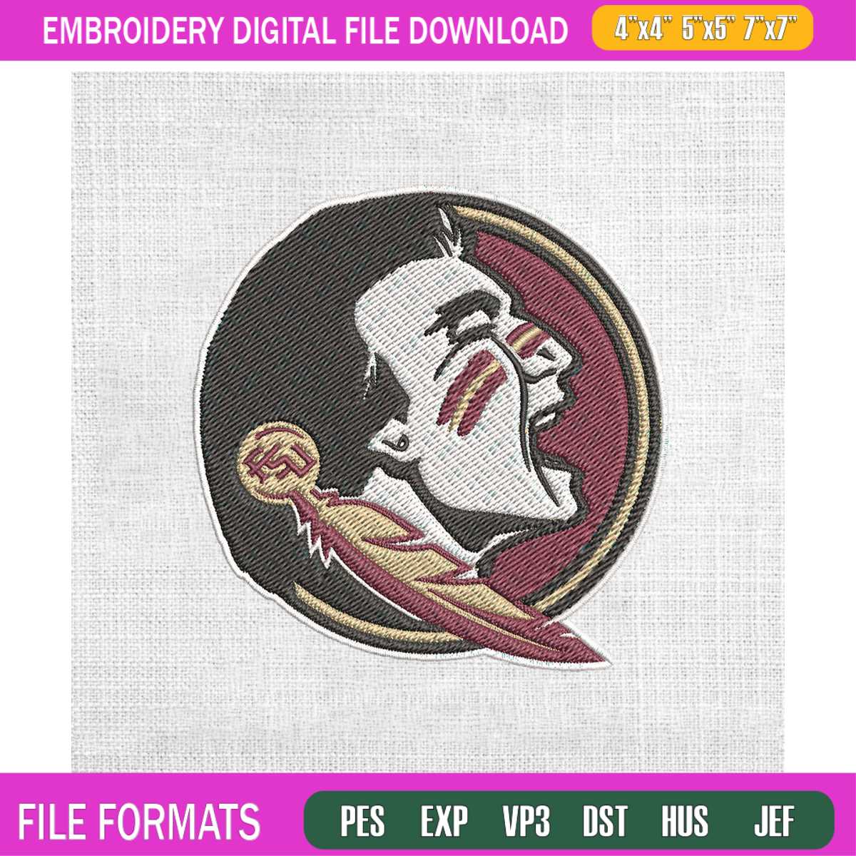 NCAA Florida State Seminoles Logo Embroidery Design | Inspire Uplift
