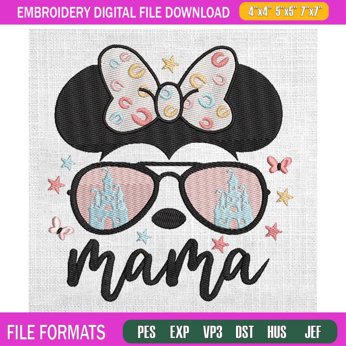 Mama Minnie Mouse Head Kingdom Sunglasses Embroidery - Inspire Uplift