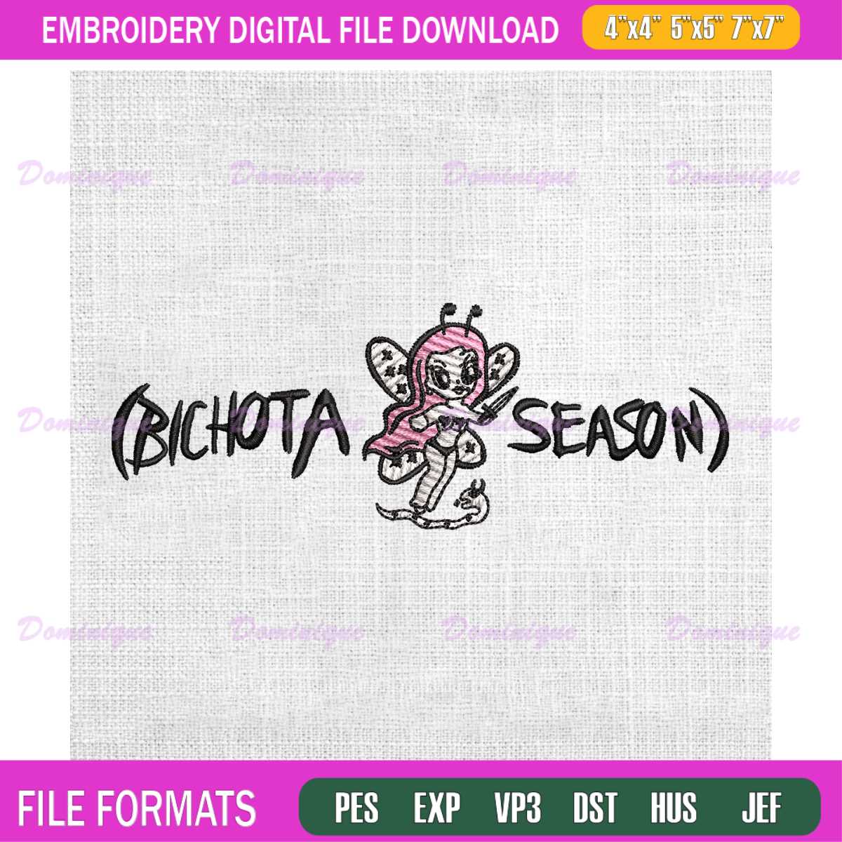 Bichota Season Karol G Devil Angel Pink Hair Embroidery | Inspire Uplift