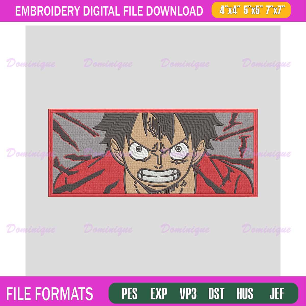 Monkey D Luffy Embroidery Design File, One Piece Anime Embro | Inspire ...