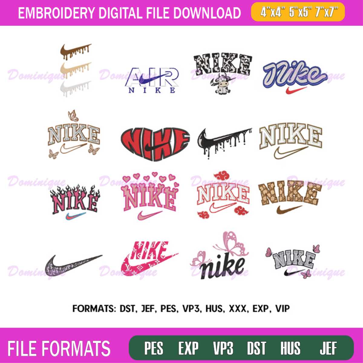 Nike embroidery design bundle file, Swoosh nike embroidery d | Inspire ...