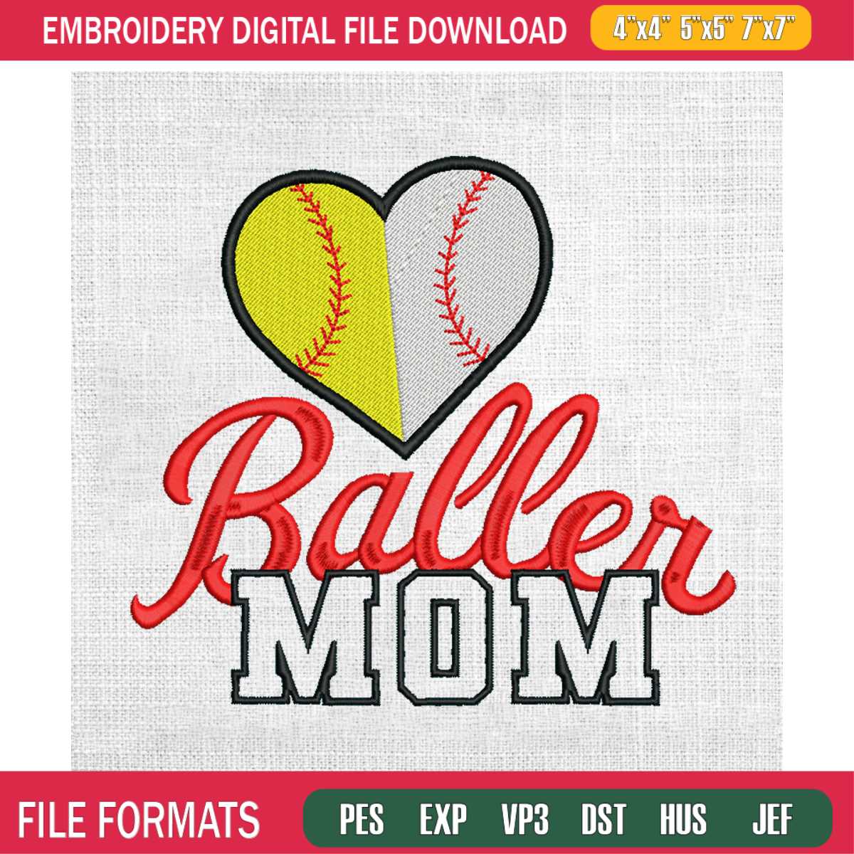 Baller Mom Sport Baseball Embroidery | Inspire Uplift