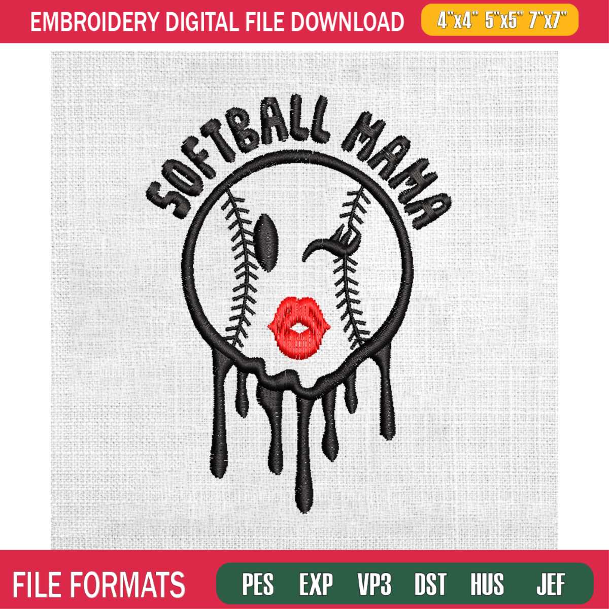 Softball Mama Dripping Sport Embroidery | Inspire Uplift