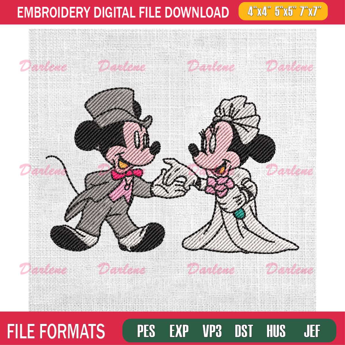 Mickey Minnie Couple Disney Wedding Embroidery - Inspire Uplift