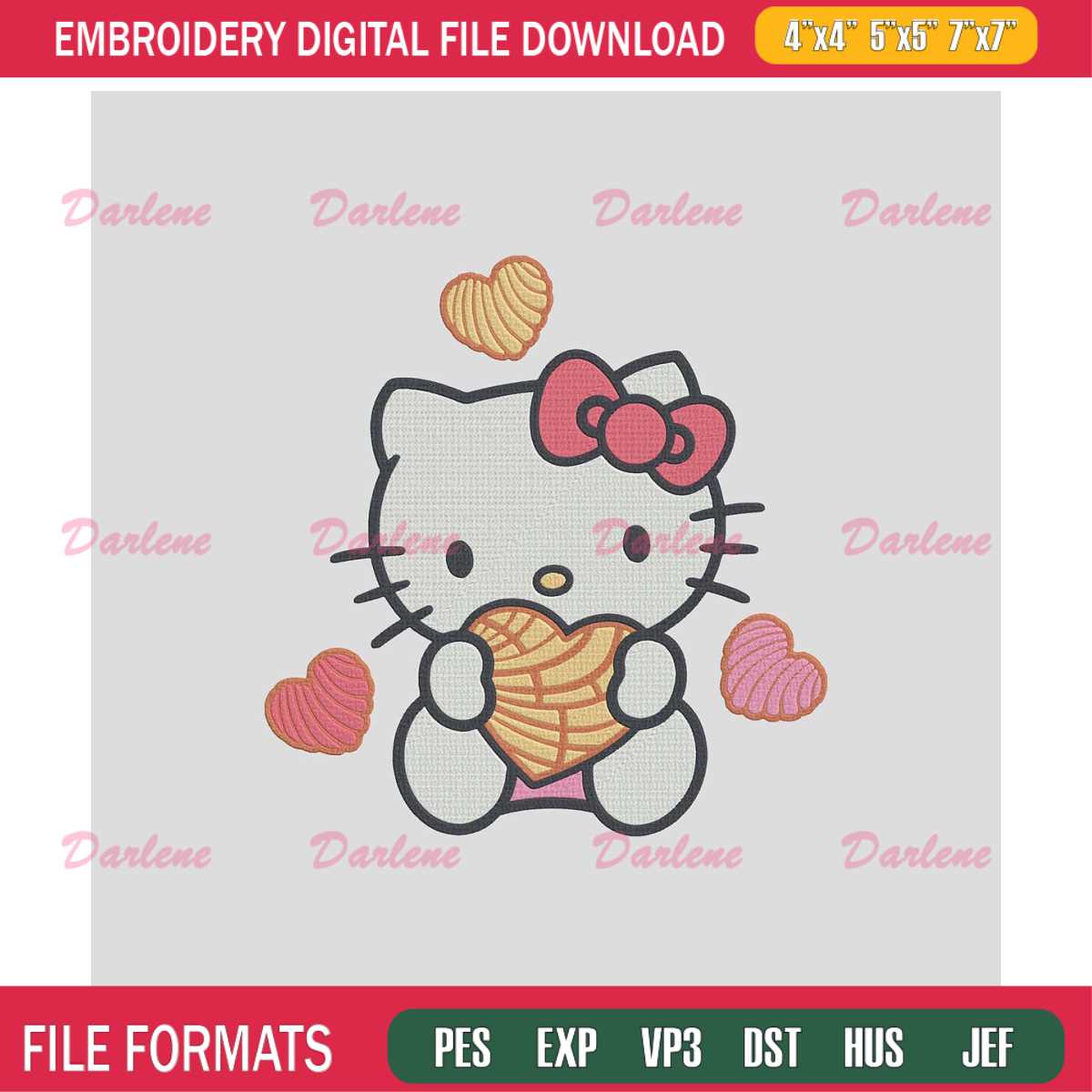 Concha Hello Kitty Embroidery Design, Hello Kitty cartoon Em - Inspire ...