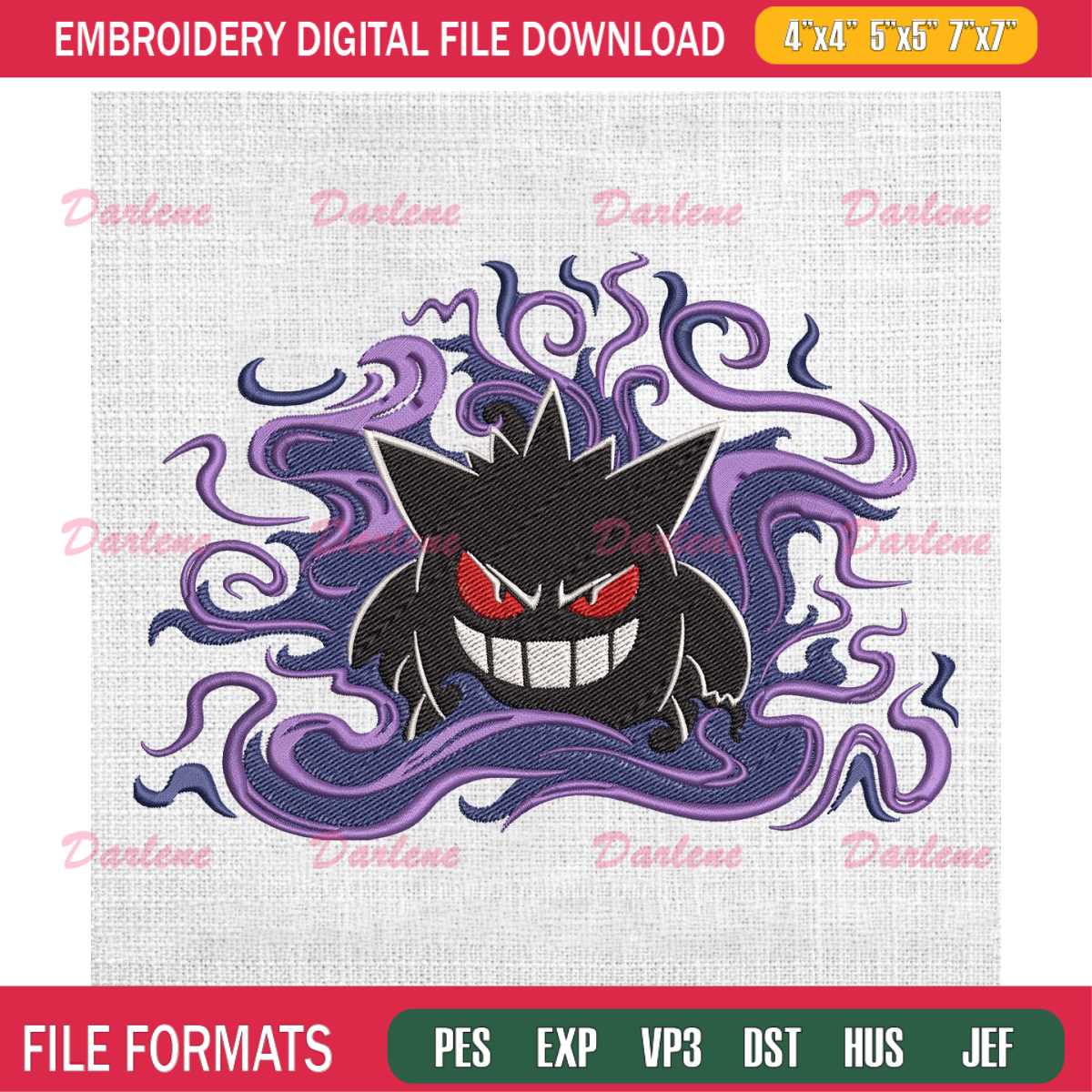 Gengar Pokemon Embroidery Design | Inspire Uplift