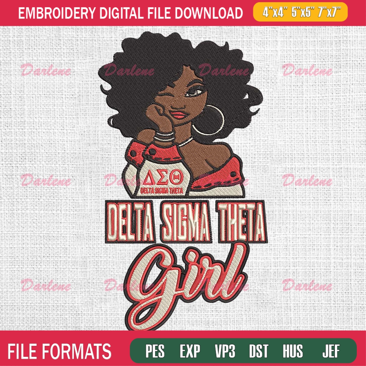 Delta Sigma Theta Girl Embroidery Designs - Inspire Uplift