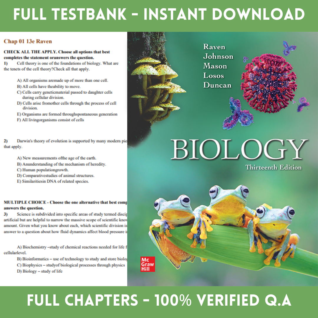 Test Bank For Biology, 13th Edition by Peter Raven | Inspire Uplift