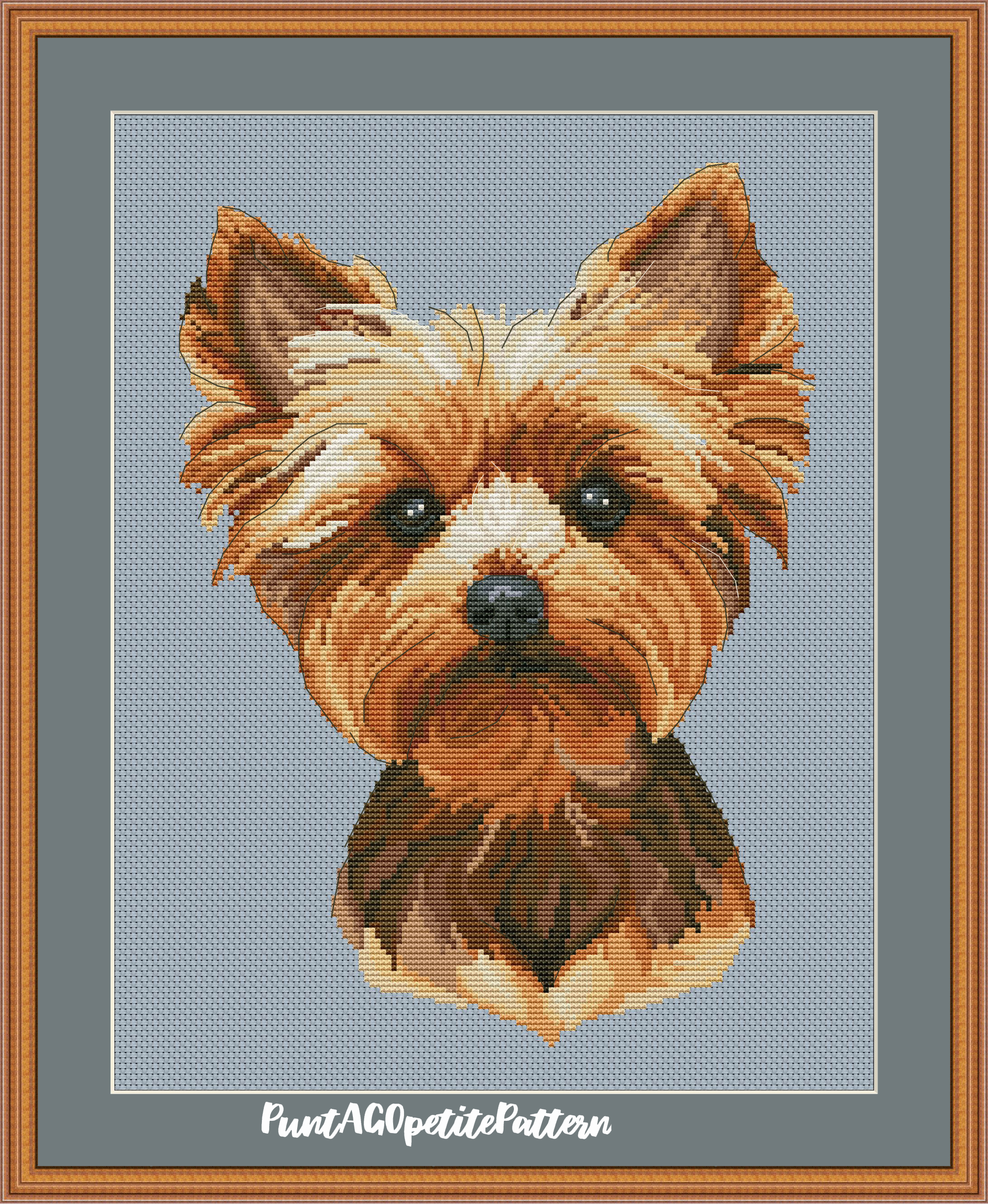 Yorkie portrait cross stitch pdf pattern | Inspire Uplift