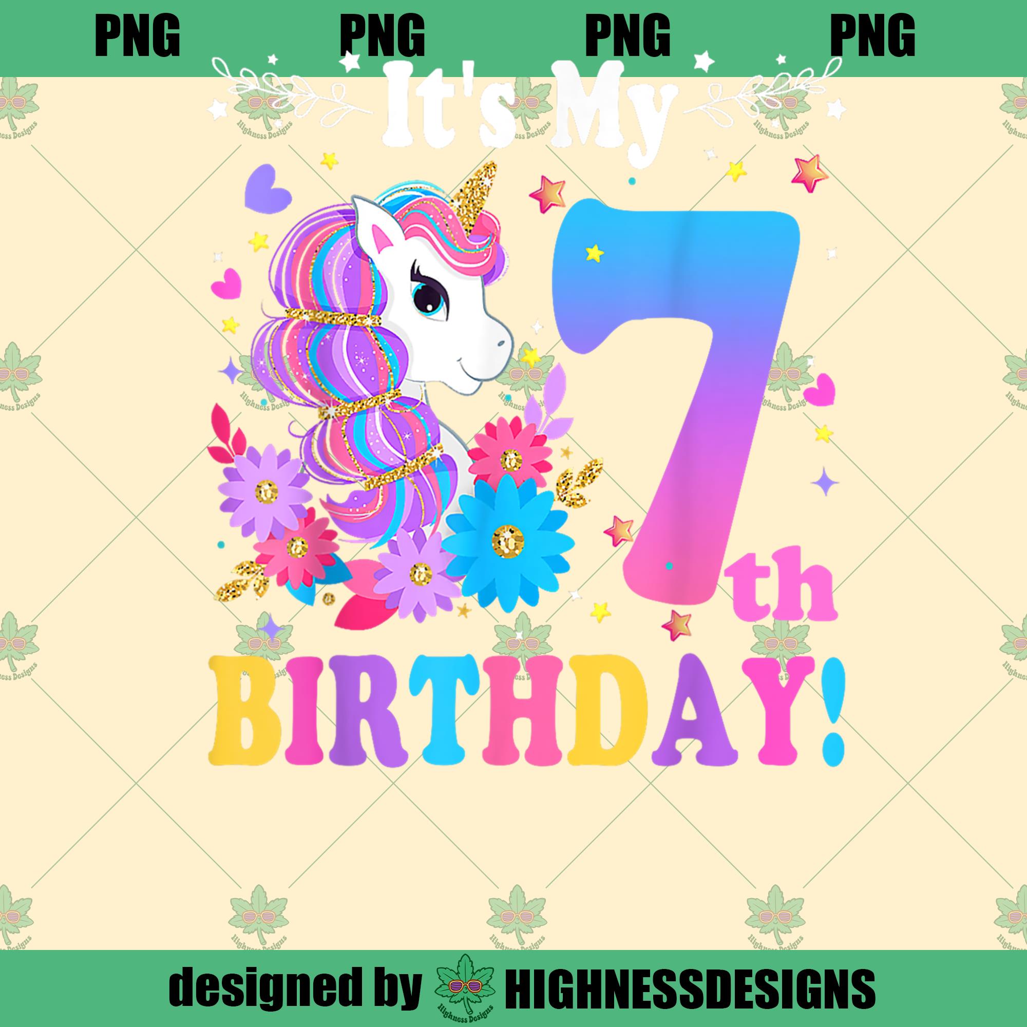 7 Year Old Its My 7th Birthday Cute Unicorn Kids Girls Teens | Inspire ...