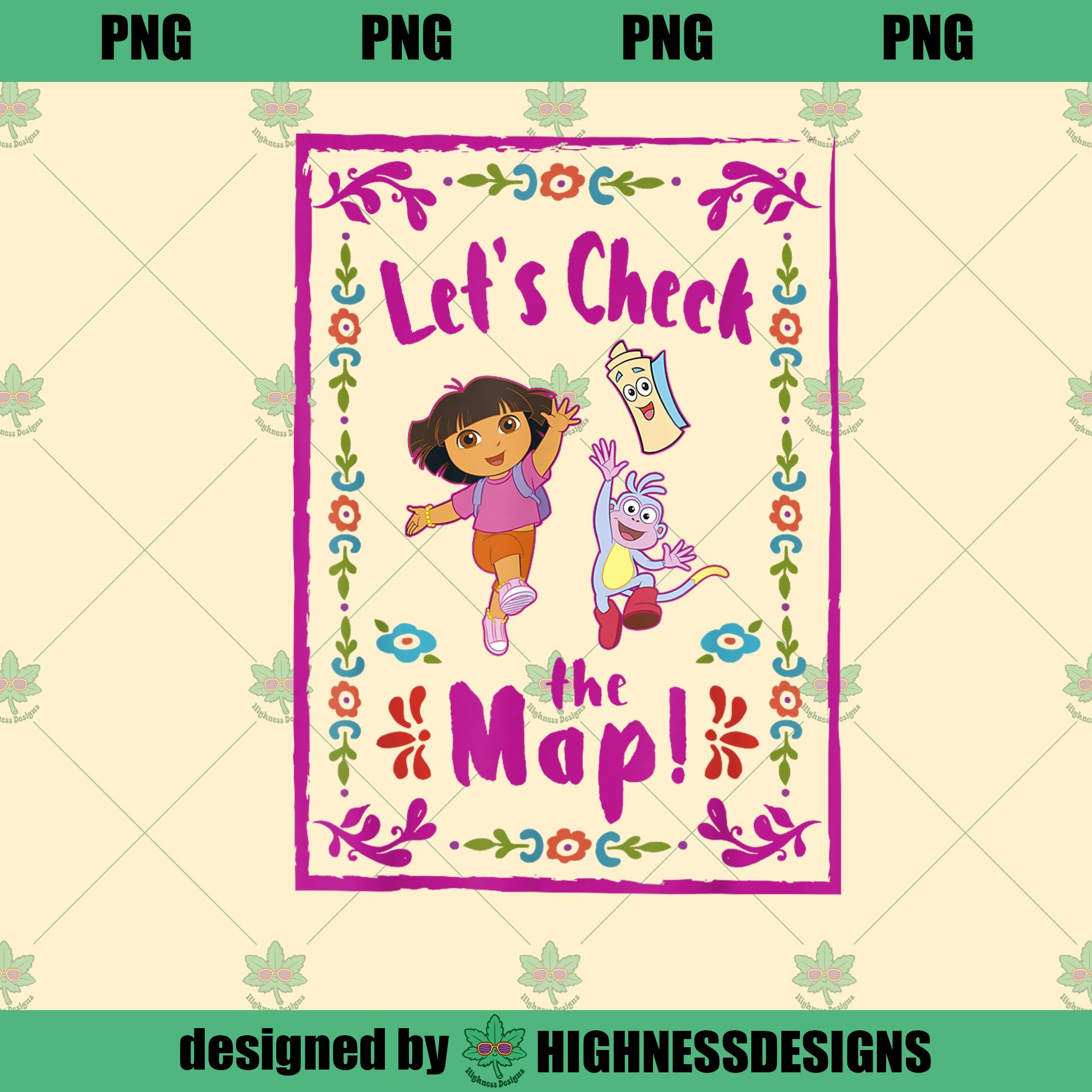 Dora the Explorer Let s Check The Map Framed Portrait PNG Do | Inspire ...