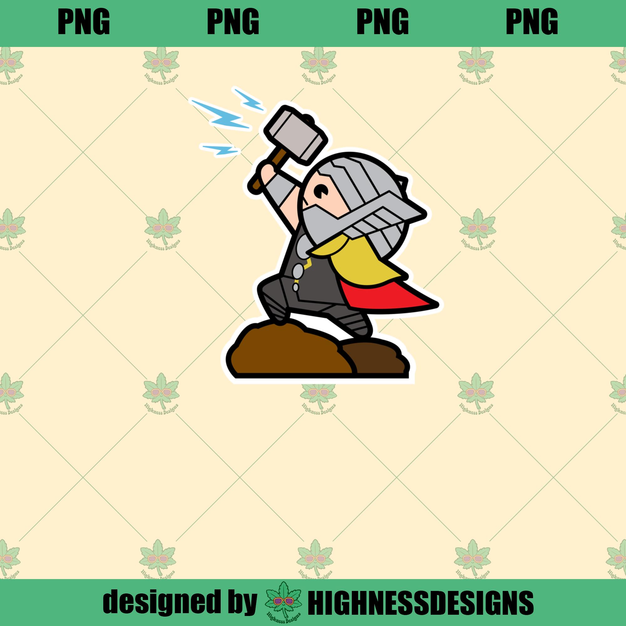 Marvel Thor Mjolnir Hammer Cute Kawaii Graphic PNG Download | Inspire ...