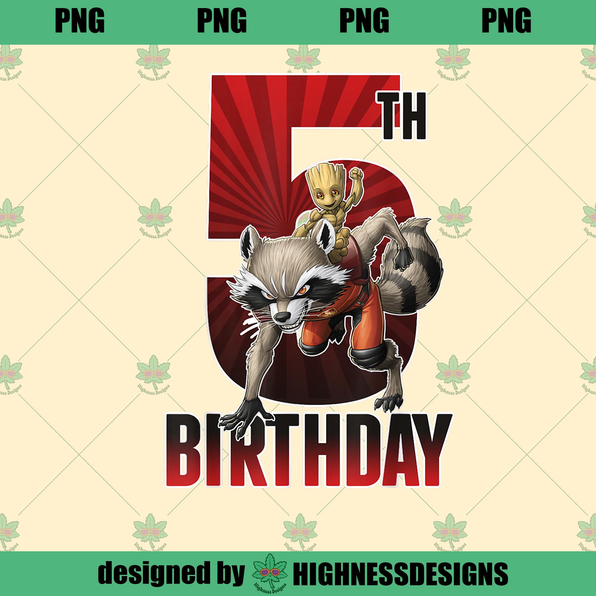 Marvel Universe Classic Rocket Baby Groot 5th Birthday PNG D - Inspire ...