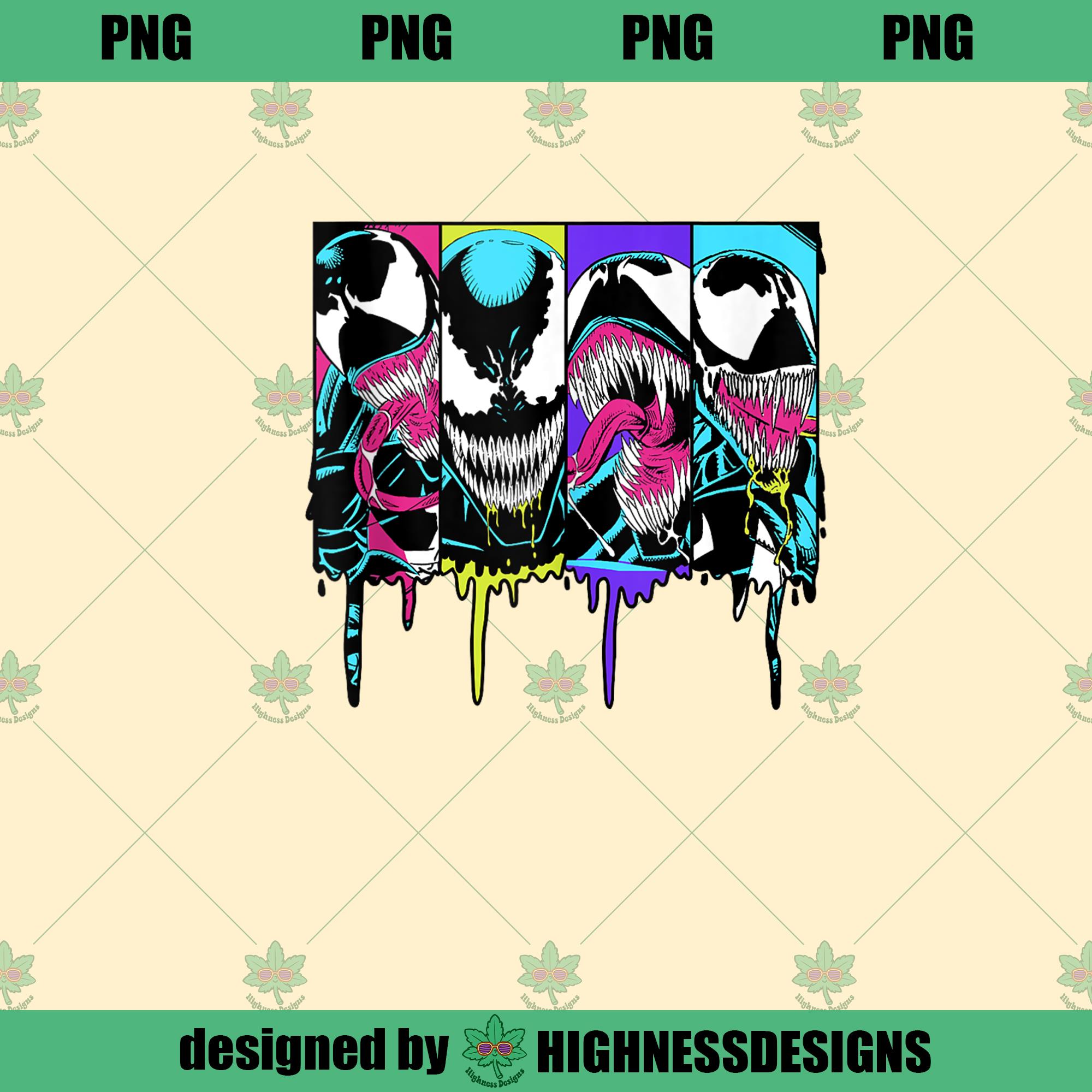 Marvel Venom Colorful Paint Drip Portrait Panels PNG Downlo | Inspire ...