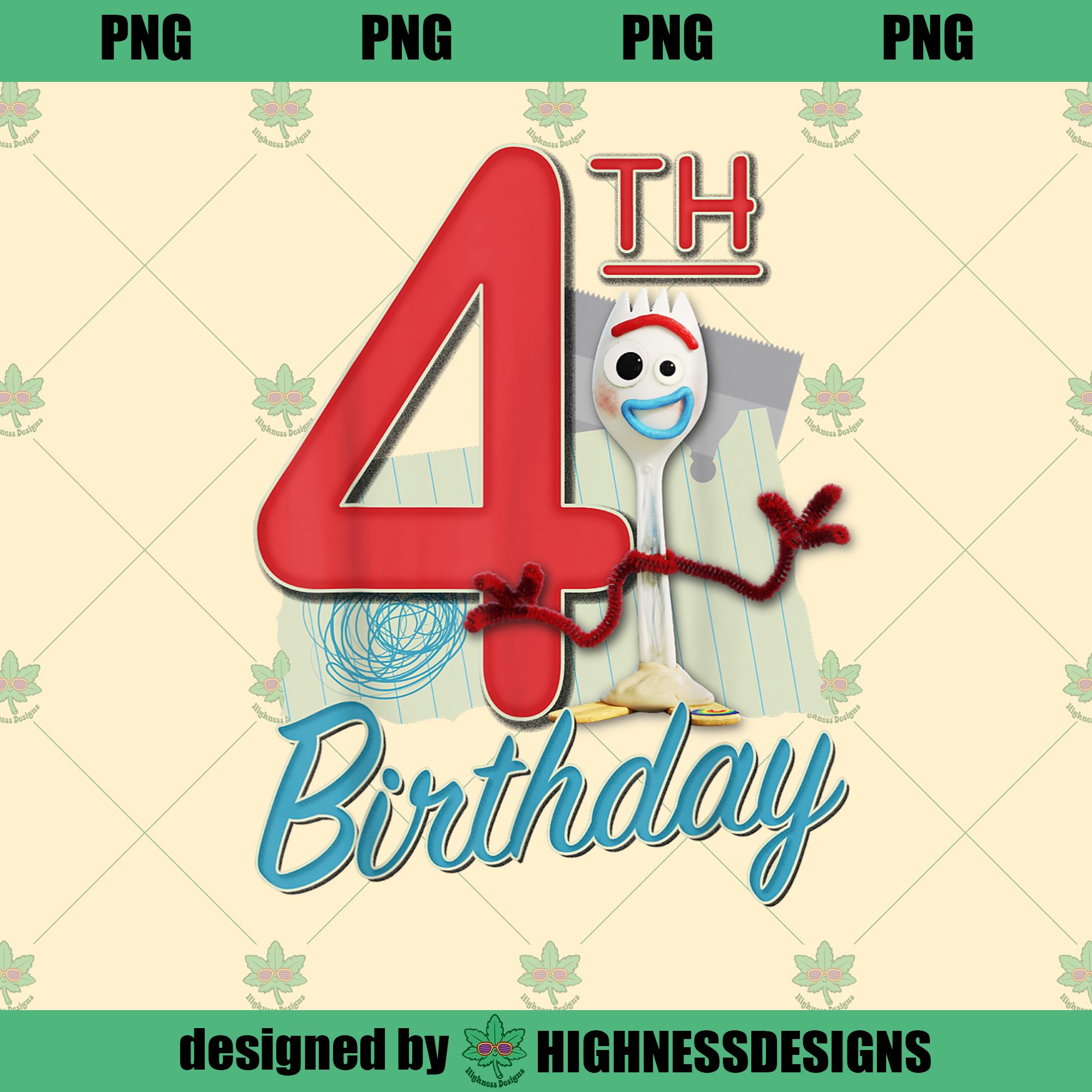 Disney Pixar Toy Story 4 Forky 4th Birthday PNG Download | Inspire Uplift