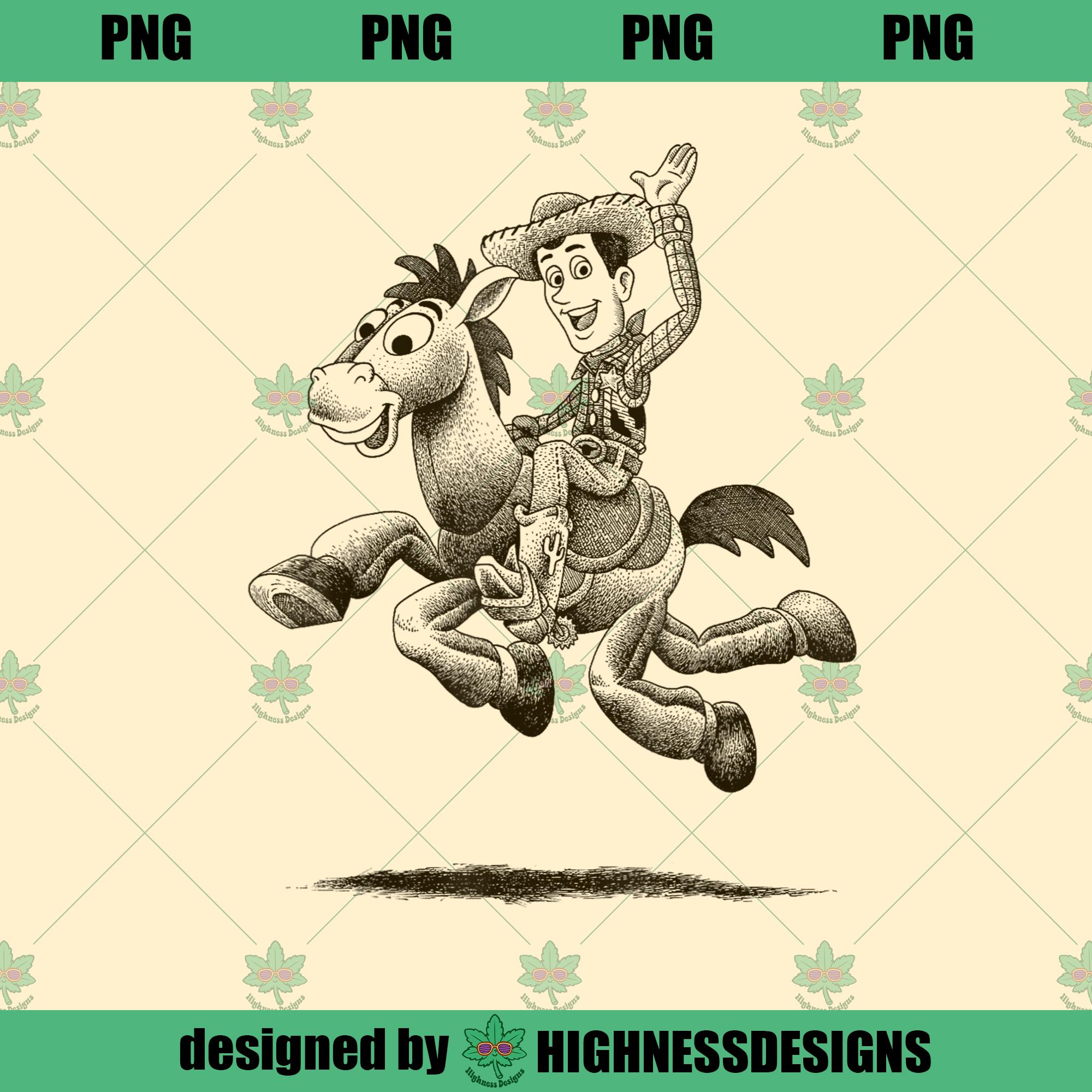 Disney Pixar Toy Story Woody Bullseye Sketch Graphic PNG Dow | Inspire ...