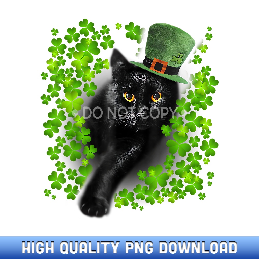 St Patrick Day Black Cat 3 Leaf Clover Kitten Lover Irish - | Inspire ...