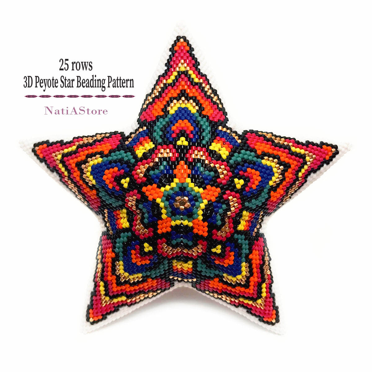Beaded Star, Arabesque Seed Bead Pattern, Multi Colour Ornam - Inspire ...