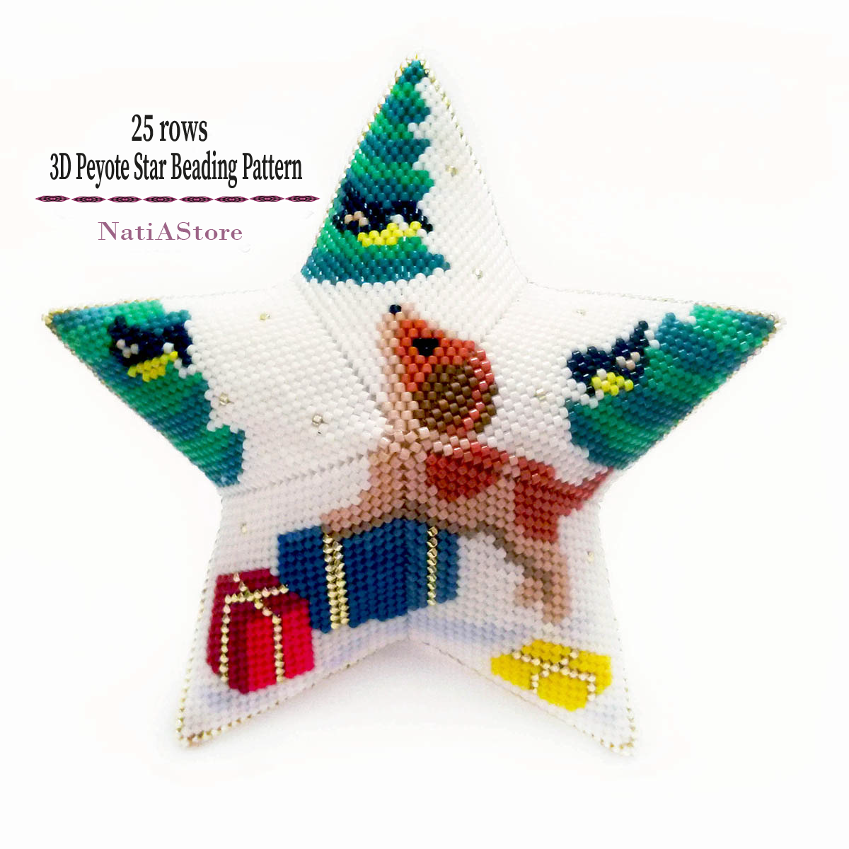 Puppy - 3D Peyote Star Beading PDF Pattern, Christmas Orname | Inspire ...