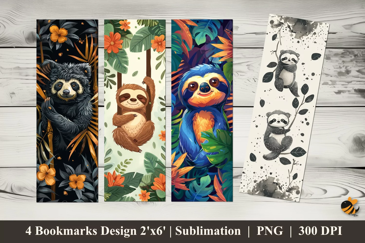 Sloth Bear Fun Bookmarks Sublimation Design | Inspire Uplift