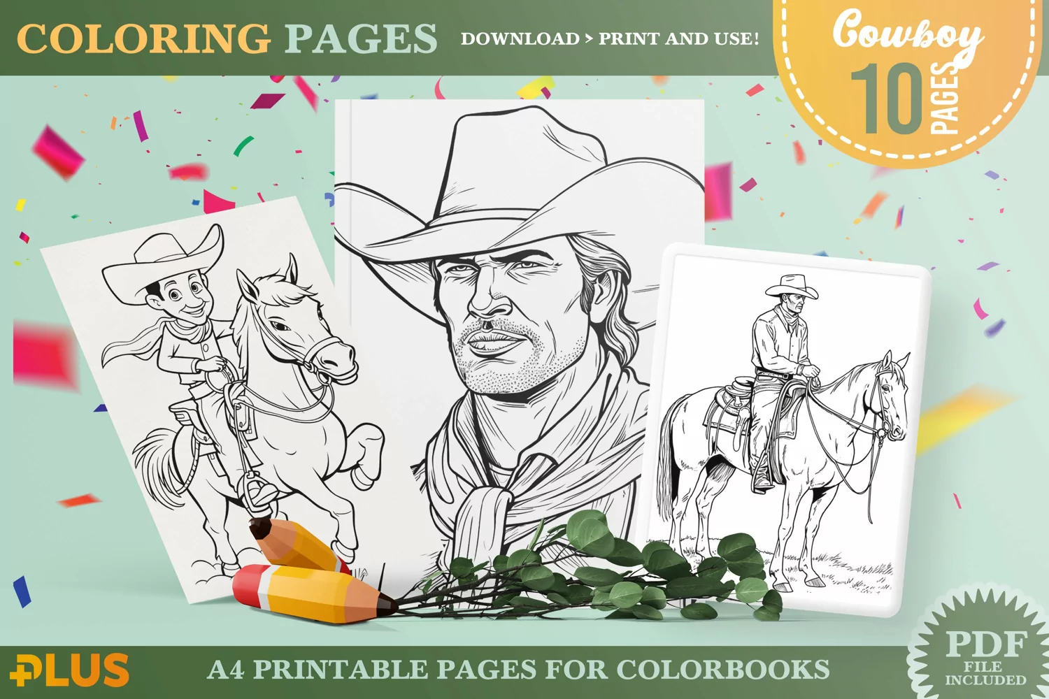 Cowboy Coloring Pages - Wild West Cowboys Illustrations | Inspire Uplift