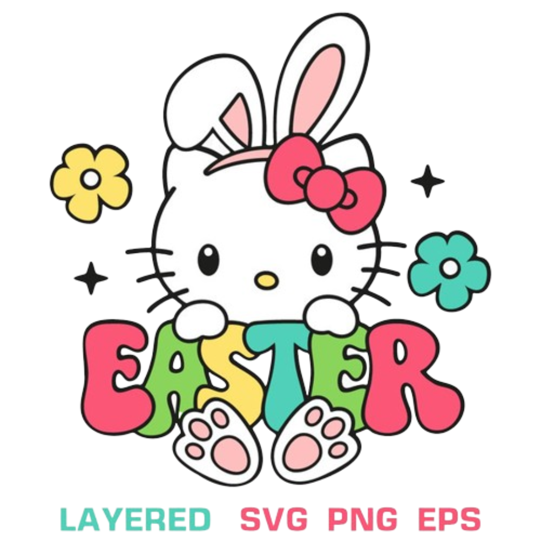 Hello Kitty Easter Bunny Svg And Png Cricut File Download | Inspire Uplift