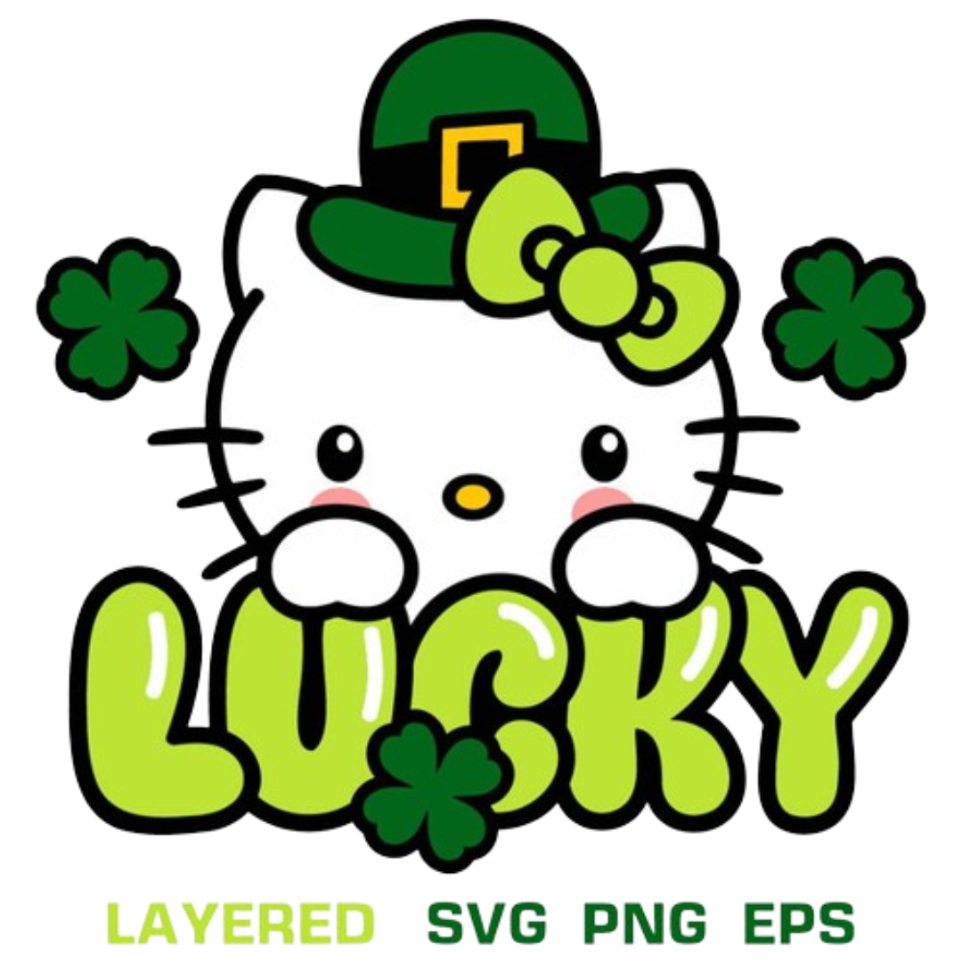 Hello Kitty St Patrick's Day Svg, Hello Kitty Lucky Cat Svg, | Inspire ...