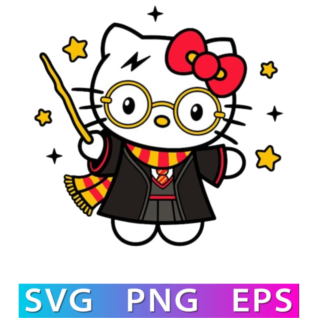 Harry Kitty Svg kawaii potter kitty svg wizard Svg kitys PNG | Inspire ...