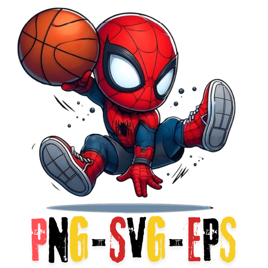 Cute Baby Spider-Man Playing Basketball Svg Png Eps | Inspire Uplift