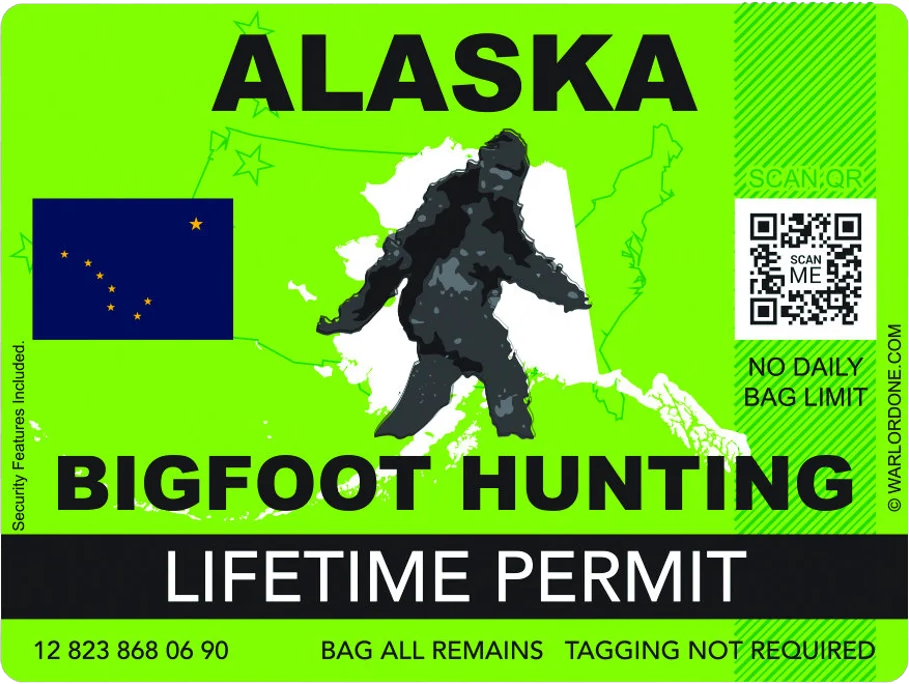 Alaska Bigfoot Hunting Permit Sticker Self Adhesive Vinyl Sa | Inspire ...