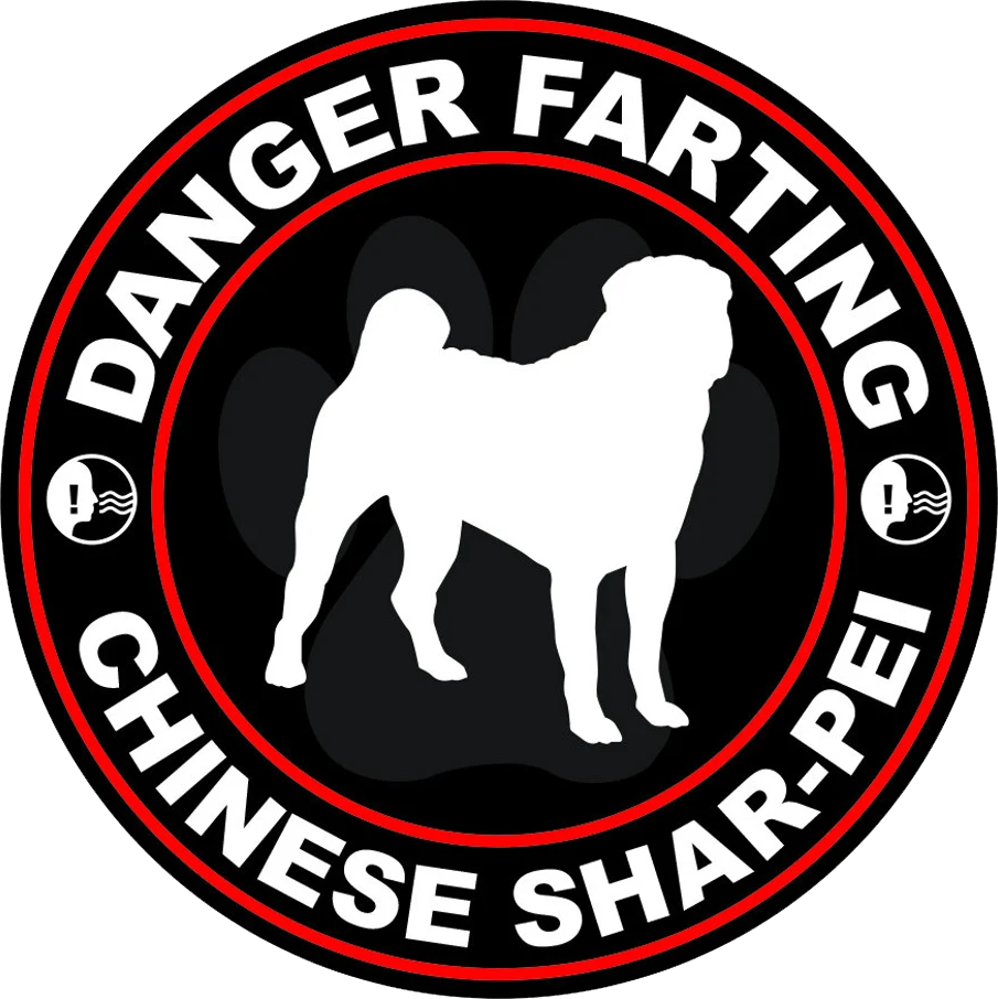 Danger Farting Chinese Shar-Pei Sticker Self Adhesive Vinyl | Inspire ...