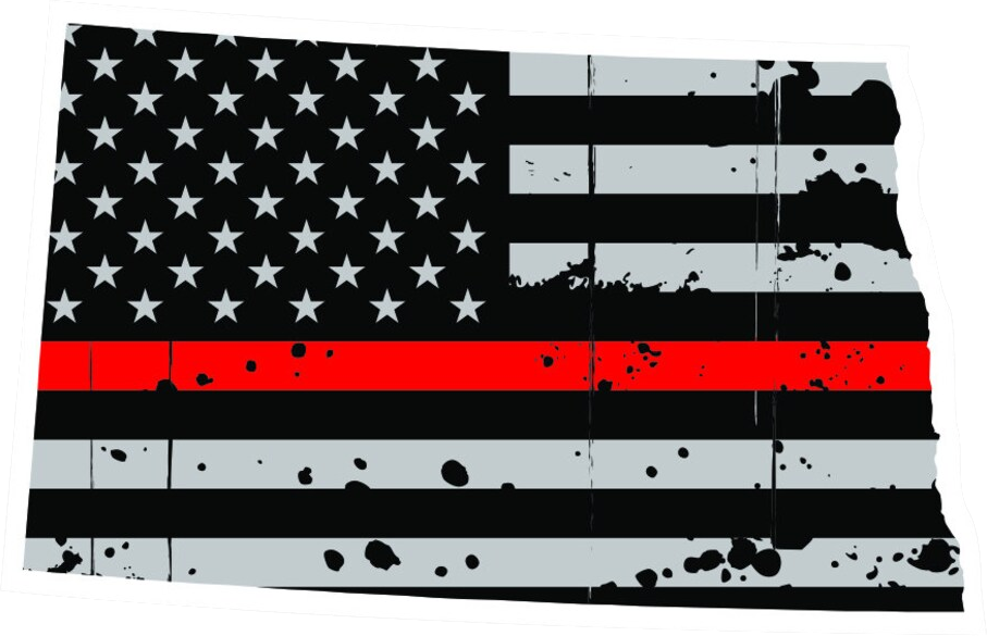 Distressed Thin Red Line North Dakota State Shaped Subdued U | Inspire ...