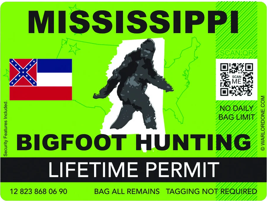 Mississippi Bigfoot Hunting Permit Sticker Self Adhesive Vin | Inspire ...