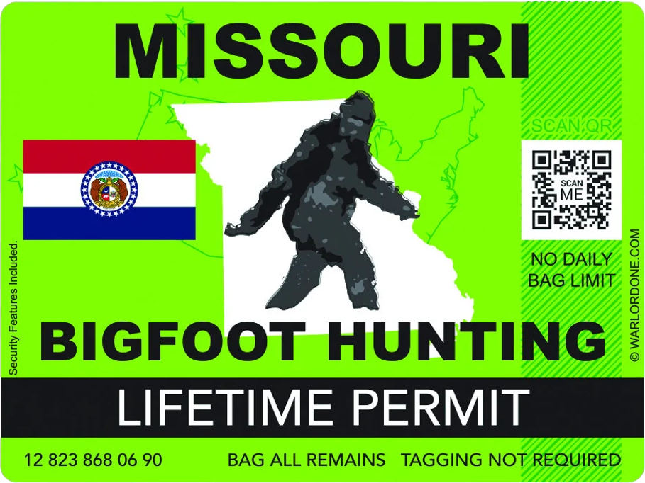Missouri Bigfoot Hunting Permit Sticker Self Adhesive Vinyl | Inspire ...