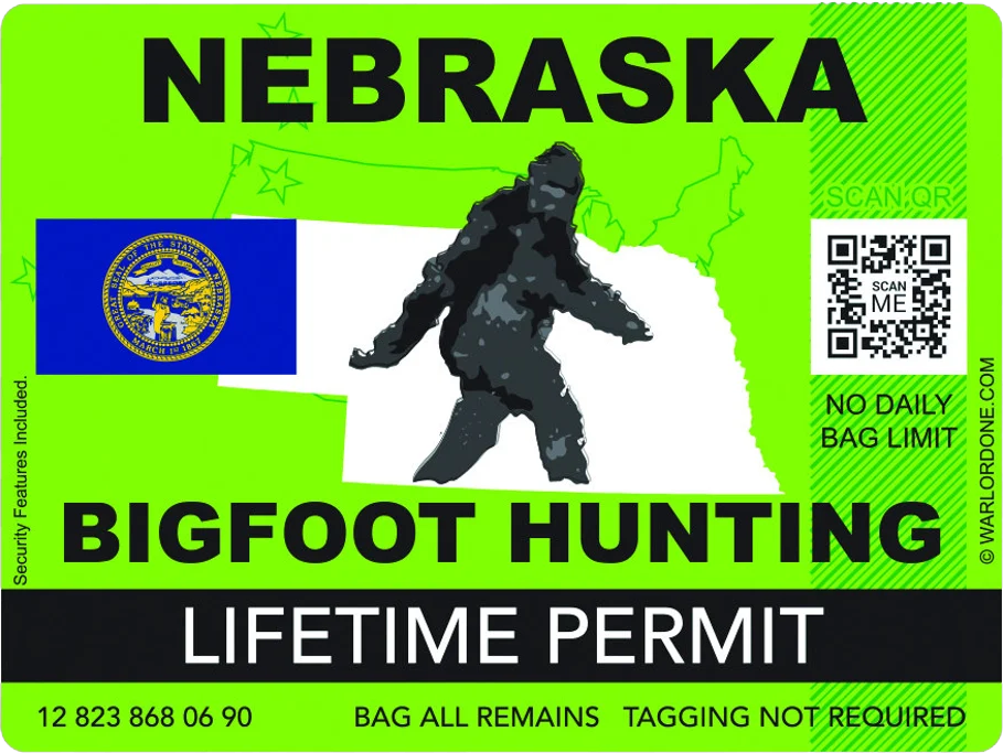 Nebraska Bigfoot Hunting Permit Sticker Self Adhesive Vinyl | Inspire ...