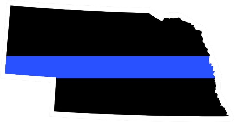 Nebraska State Shaped The Thin Blue Line Sticker Self Adhesi | Inspire ...