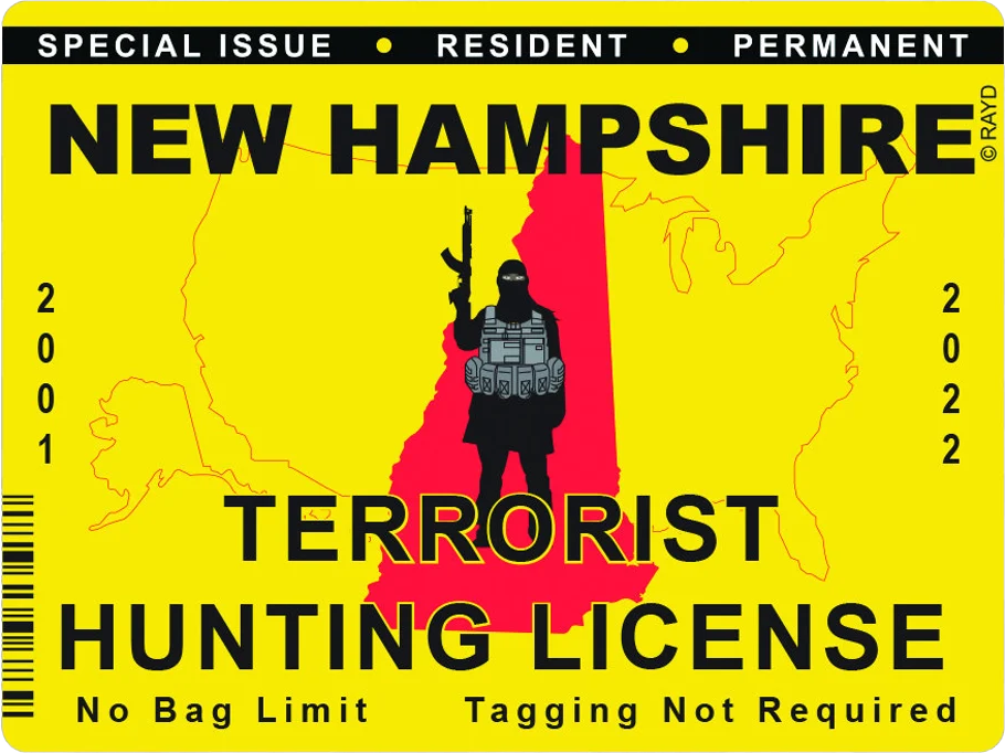 New Hampshire Terrorist Hunting Permit Sticker Self Adhesive | Inspire ...