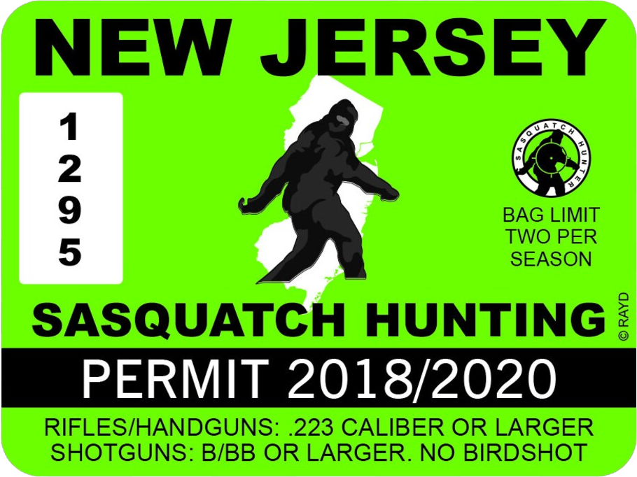 New Jersey Sasquatch Hunting Permit Sticker Self Adhesive Vi | Inspire ...