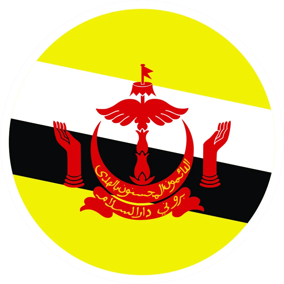 Round Bruneian Flag Sticker Self Adhesive Vinyl Brunei BRN B | Inspire ...